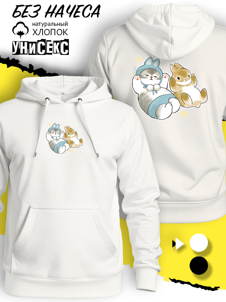 Худи Толстовка свитшот с котенком и кроликом