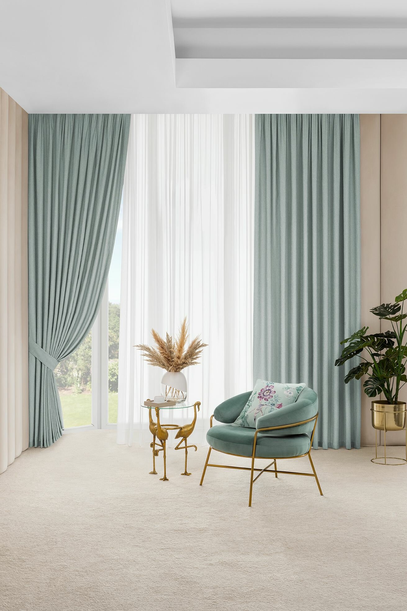 Togas Шторы для комнаты с подхватами "Алаби" жаккард, 300 высота на 260 ширина - 2 шт, подхваты - 2 шт