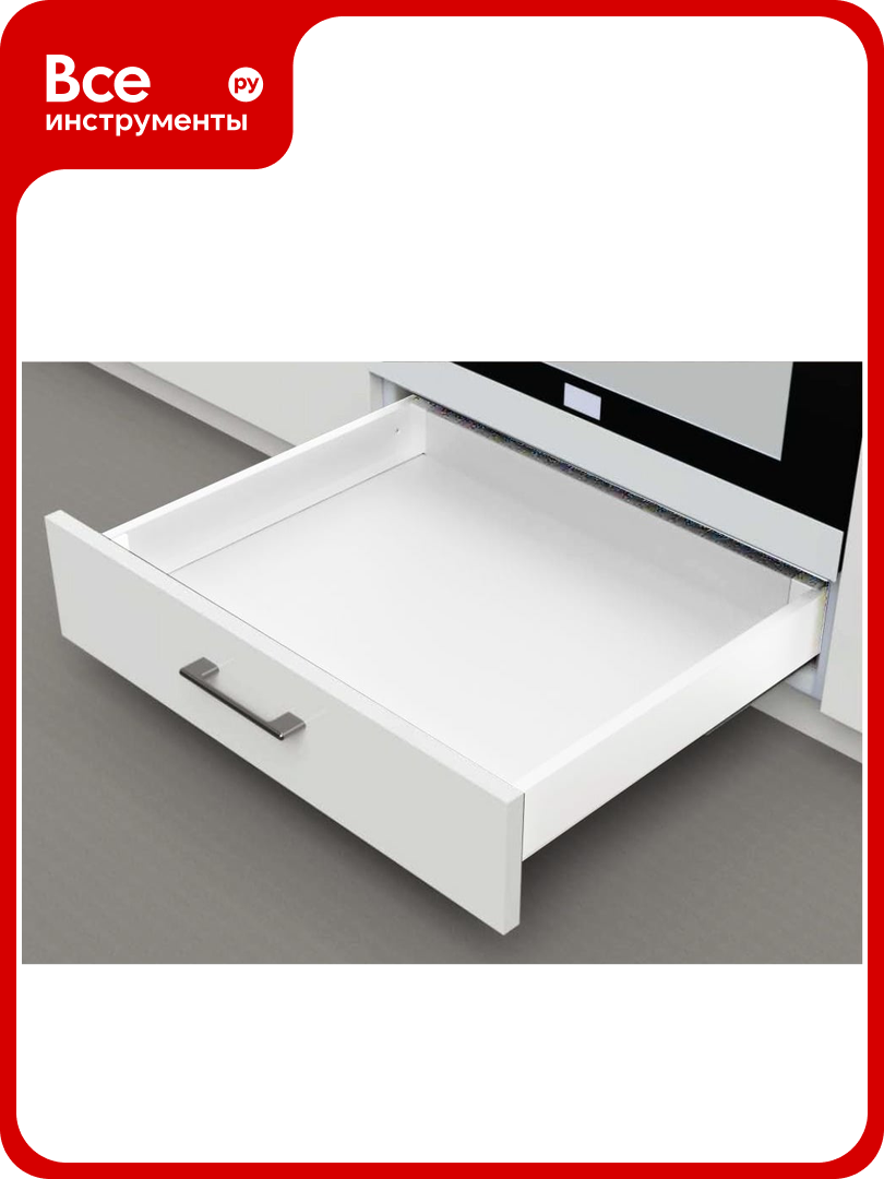 Выдвижной ящик GTV AXIS PRO L-450 мм, под духовку H-69 мм, белый PB-AXISPRO-KPL69-450-10