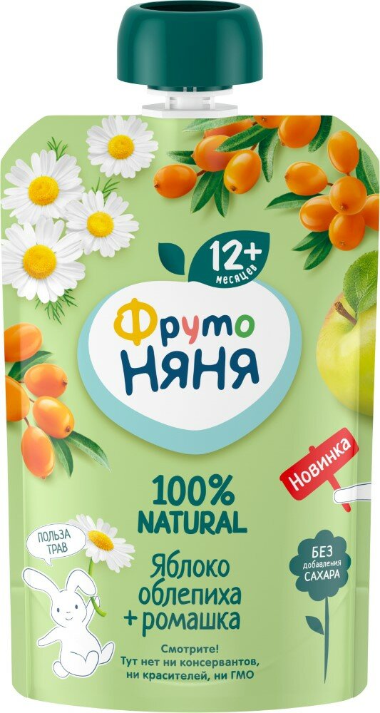 Фрутоняня пюре из яблок и облепихи с ромашкой 90 гр