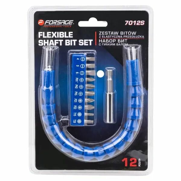 Биты в комплекте с гибким валом, набор 12 предметов FORSAGE