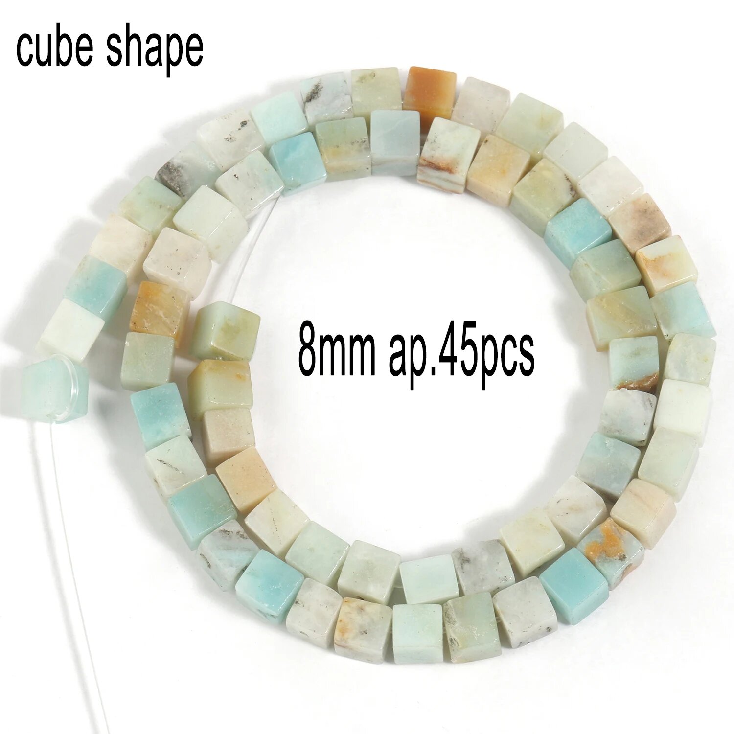Граненые бусины амазонита GMB724 cube 8mm