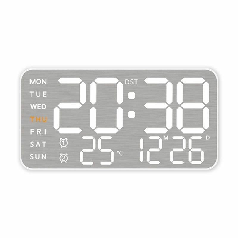 Современные металлические цифровые часы с большими экранами и ночными режимами для дома или работы, - Белая раковина 5515