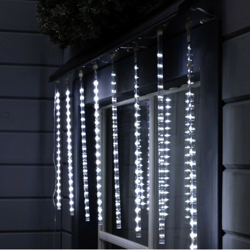 Гирлянда «Сосульки» 3?0.5 м, IP44, прозрачная нить, 288 LED, свечение белое с эффектом стекания, 12 В