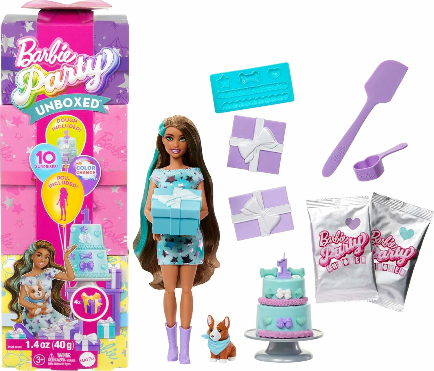 Кукла Барби День рождения Barbie Party Doll Pet Birthday брюнетка JFG72