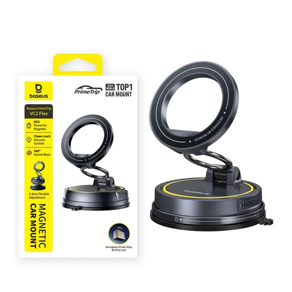 Магнитный автомобильный держатель для телефона Baseus, вакуумная подставка на присоске 360° ° Поворотный держатель для iPhone 17, подставка для домашнего/офисного/автомобильного пылесоса