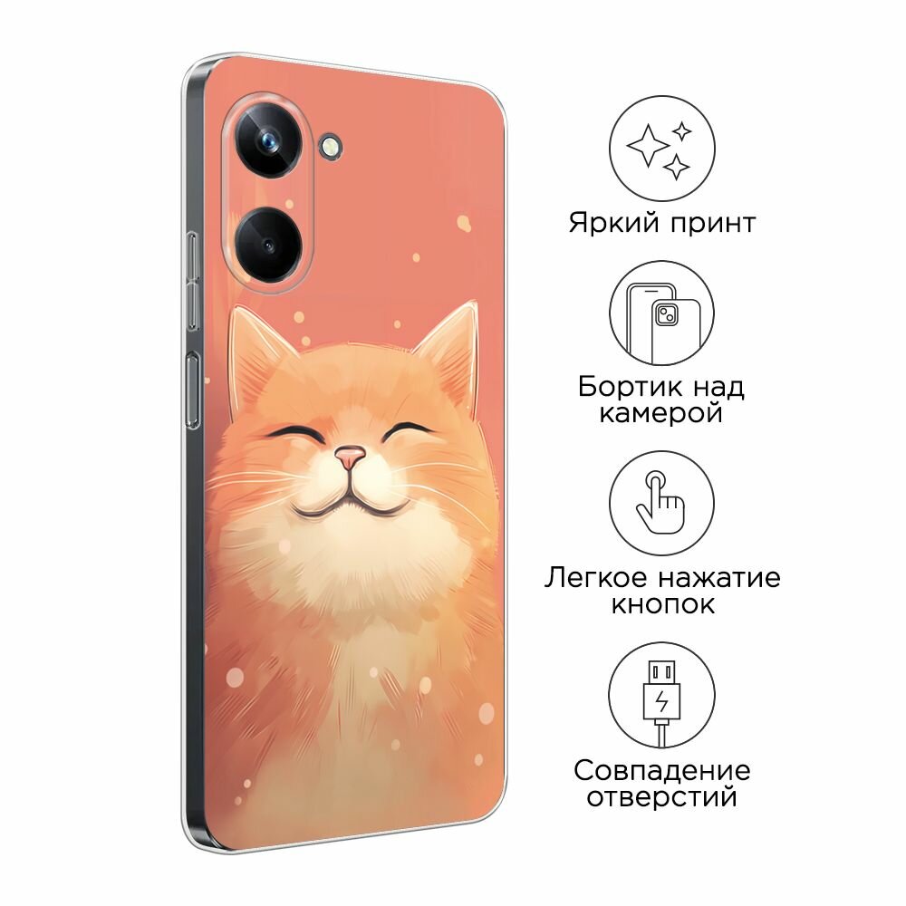 Чехол на Realme 10 Pro / Реалми 10 Про с принтом "Довольный рыжий котик" — фото 1