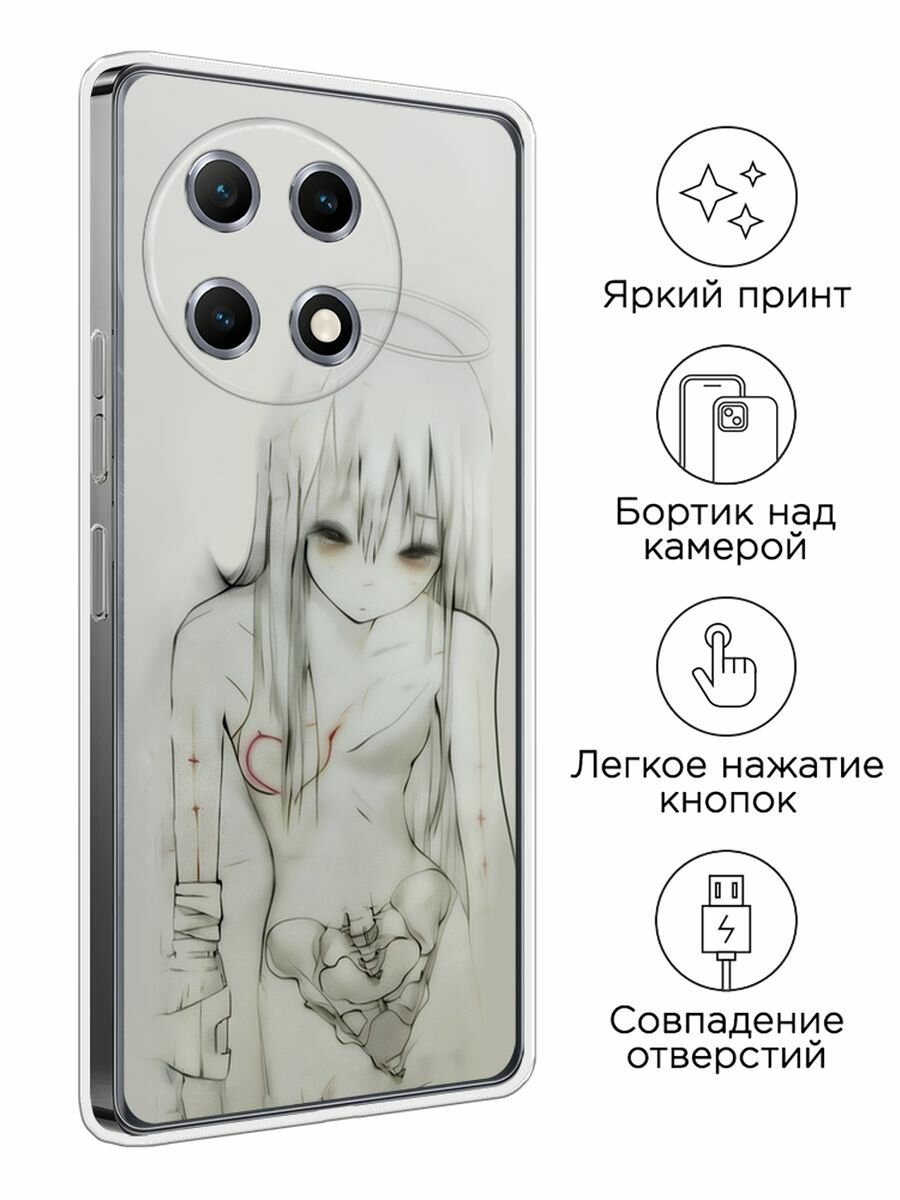 Чехол на Tecno Camon 30S / Текно Камон 30S с принтом "Аниме рисунок чёрно-белый" — фото 1