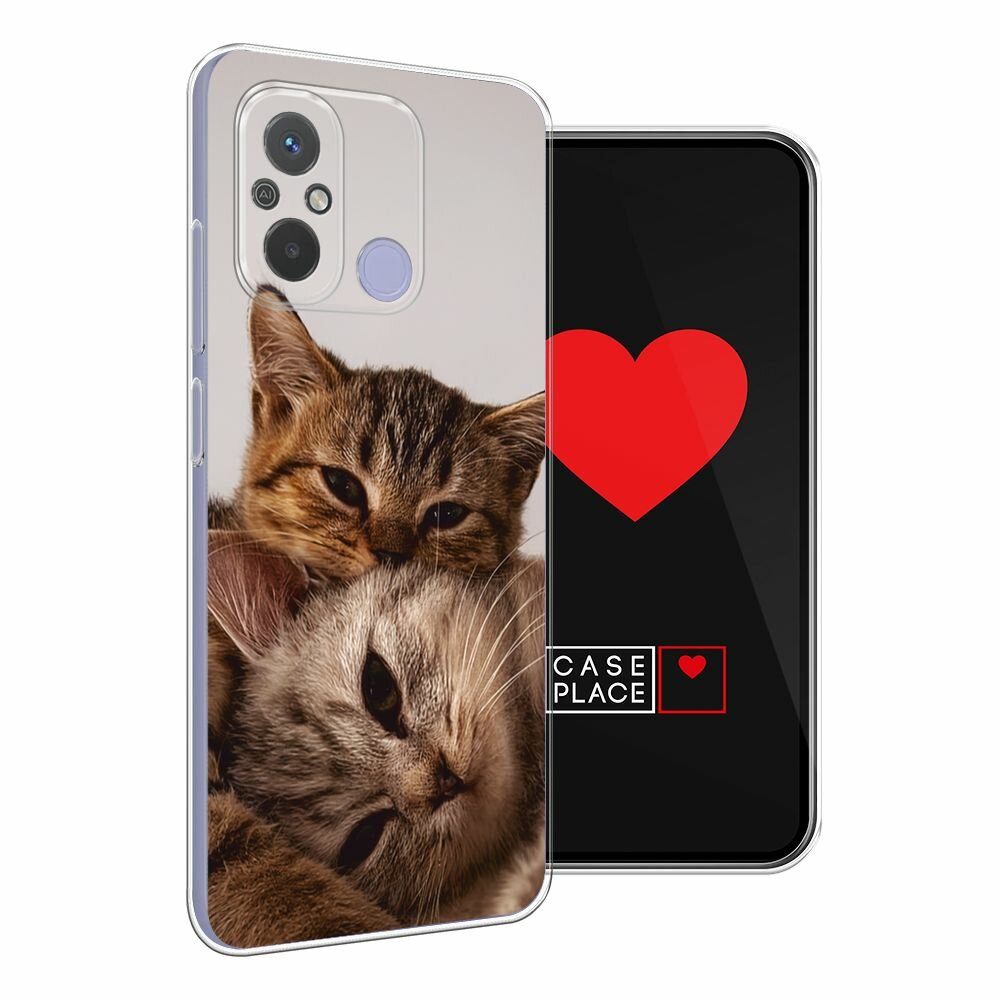 Чехол на Xiaomi Redmi 12C/Poco C55 / Редми 12C/Поко С55 с принтом "Нежные котята - 14 февраля" — фото 1