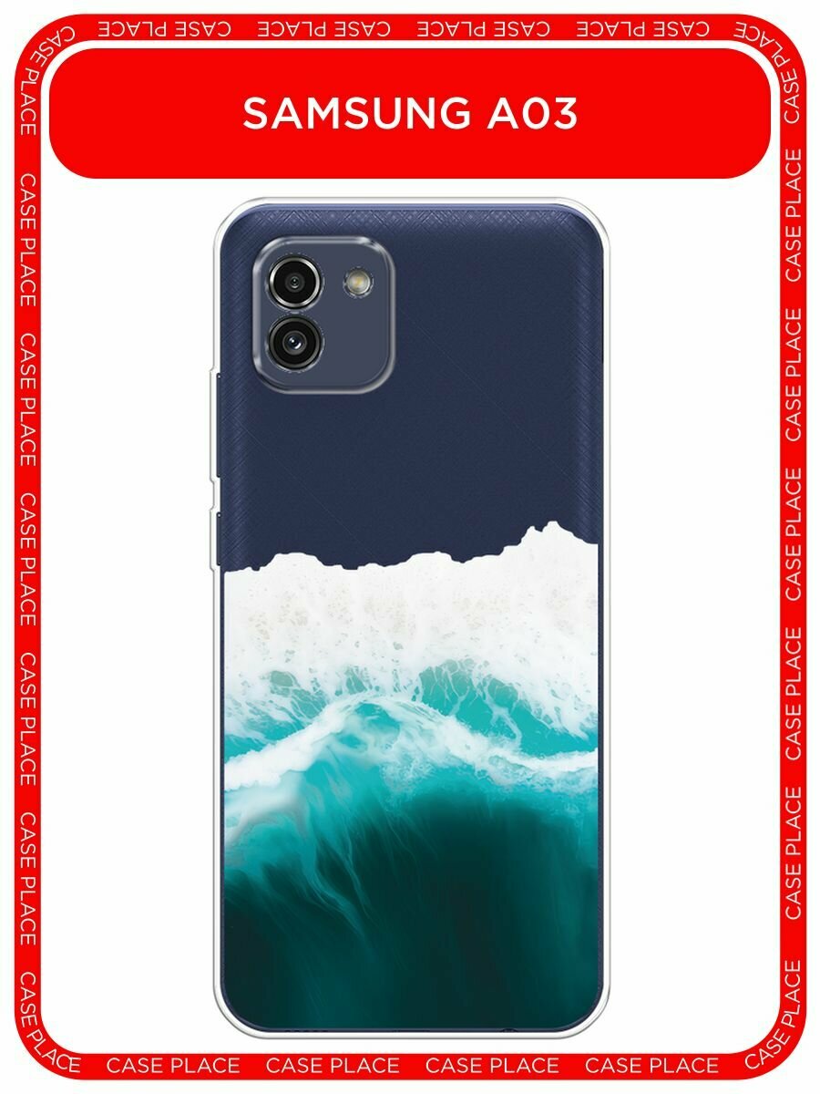 Чехол на Samsung Galaxy A03 / Самсунг Галакси А03 с принтом "Большая волна", прозрачный