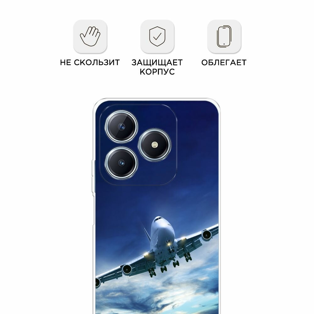 Силиконовый чехол на Realme C63 / Реалми С63 с принтом "Самолет в небе" — фото 1