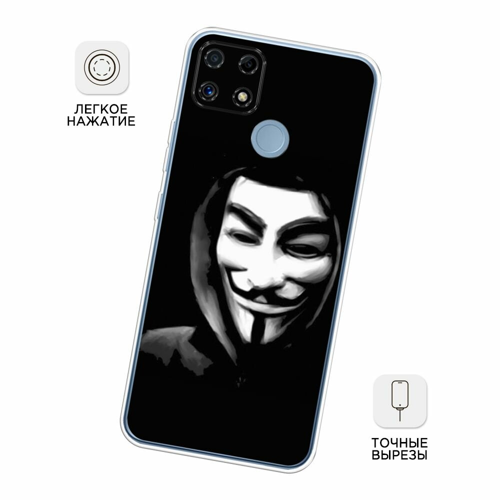 Чехол на Realme C25/C25s / Реалми С25/C25s с принтом "Анонимус" — фото 1