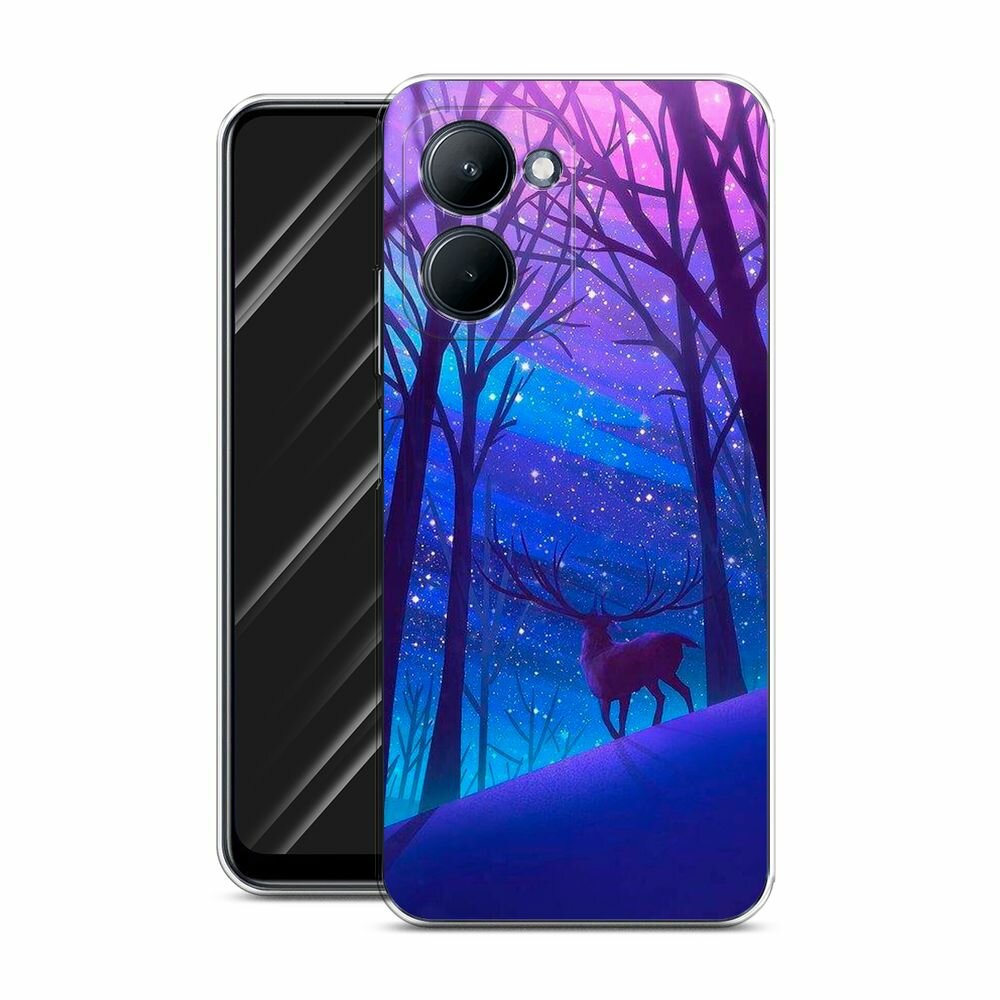 Силиконовый чехол на Realme C33 / Реалми С33 с принтом "Северный олень" — фото 1