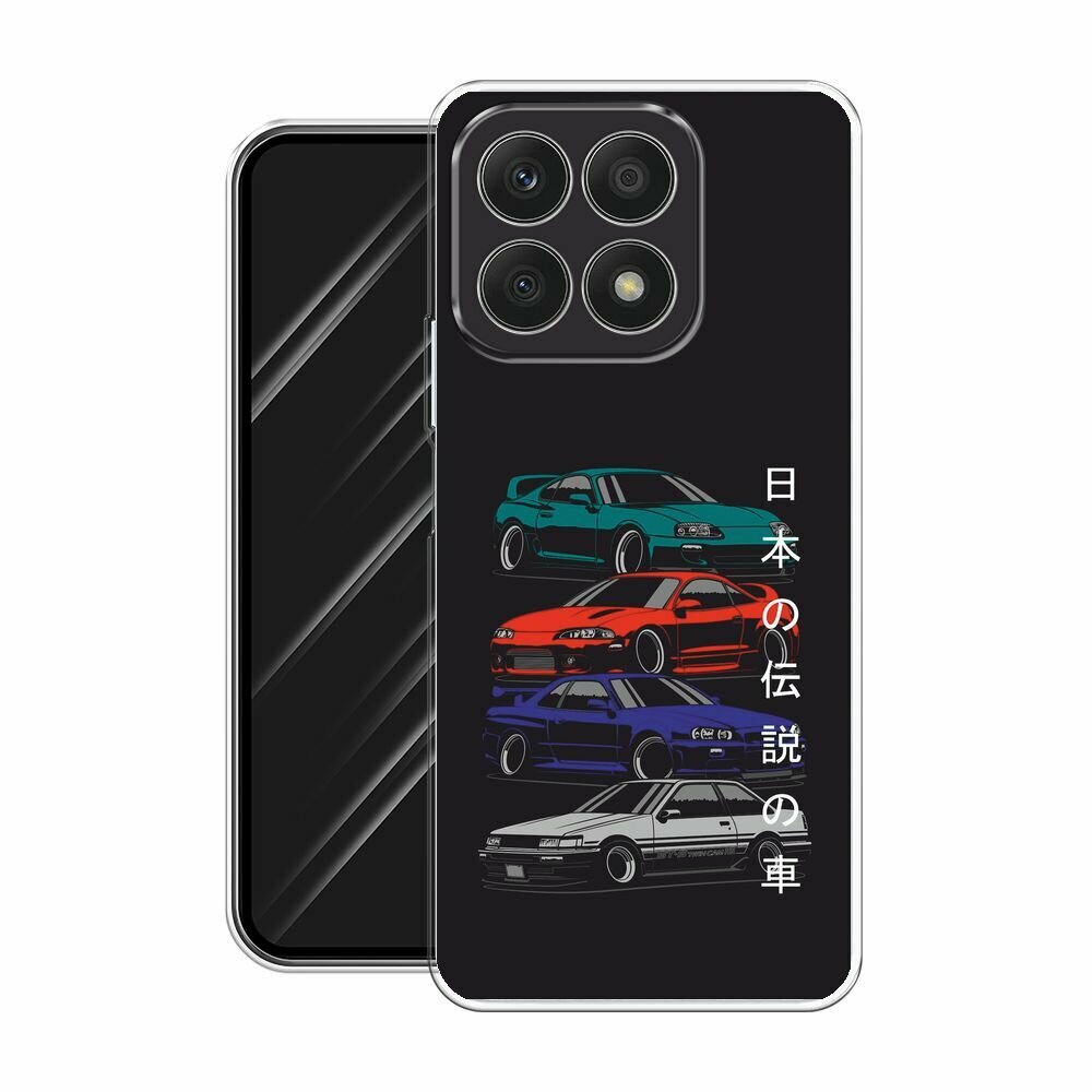 Силиконовый чехол на Honor X8A / Хонор X8A с принтом "JDM Legend cars" — фото 1