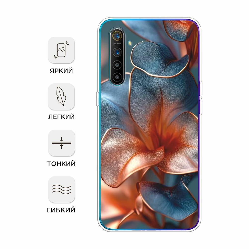 Силиконовый чехол на Realme XT / Реалми XT с принтом "Жемчужные цветы" — фото 1