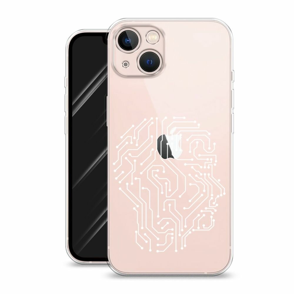 Чехол на Apple iPhone 13 / Айфон 13 с принтом Мозг программиста, прозрачный — фото 1