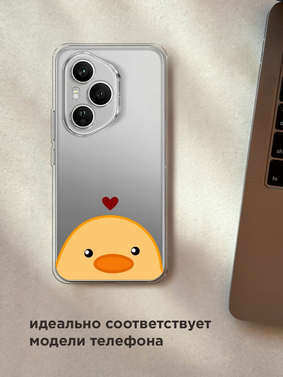 Чехол на Honor 400 Pro / Хонор 400 Про с принтом "Влюблённая уточка - 14 февраля", прозрачный — фото 1