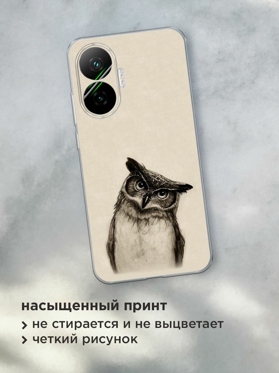 Силиконовый чехол на Poco F7 / Поко F7 с принтом "Сова" — фото 1