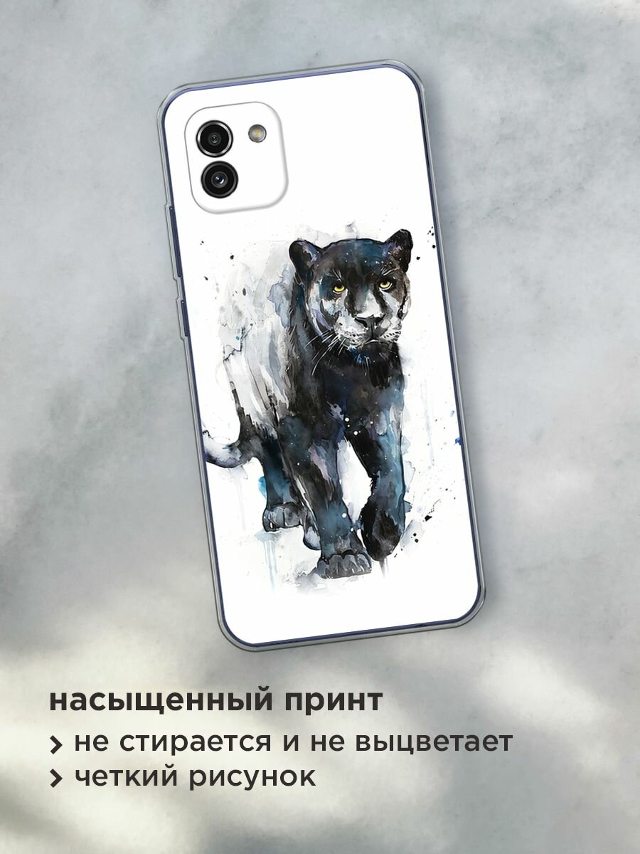 Чехол на Samsung Galaxy A03 / Самсунг Галакси А03 с принтом "Пантера арт 3" — фото 1