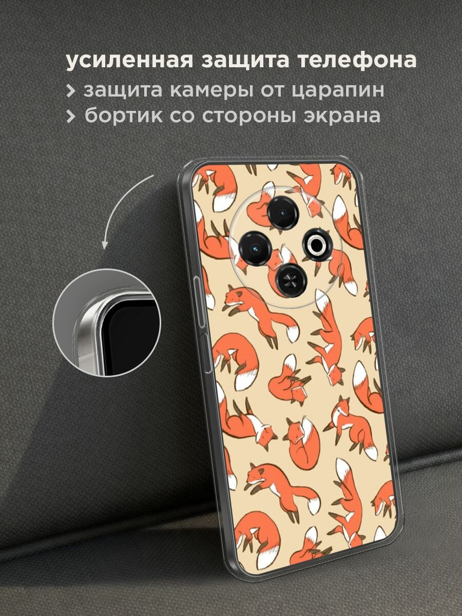 Чехол на Tecno Spark 30C / Текно Спарк 30C с принтом "Лисички фон" — фото 1