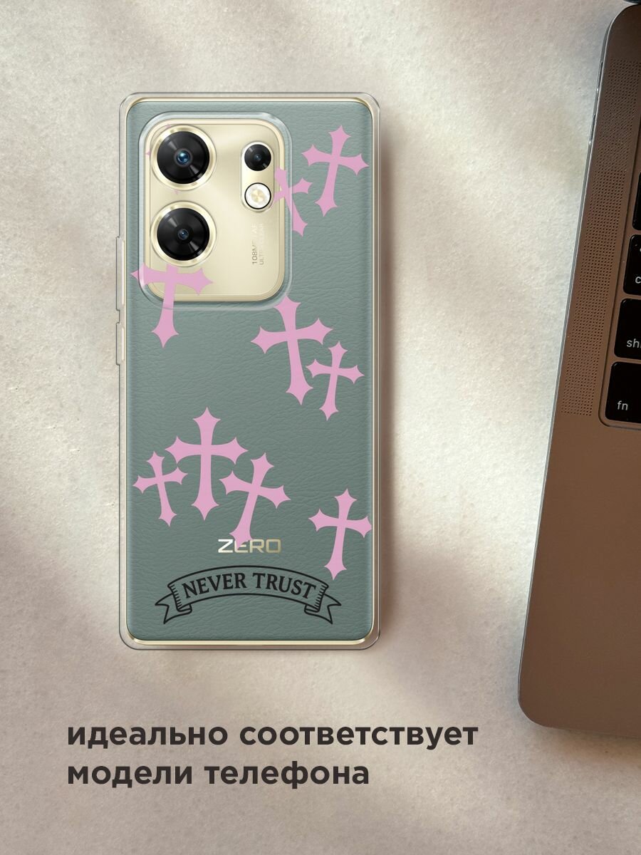 Чехол на Infinix Zero 30 4G / Инфиникс Зеро 30 4G с принтом "Розовые кресты", прозрачный — фото 1
