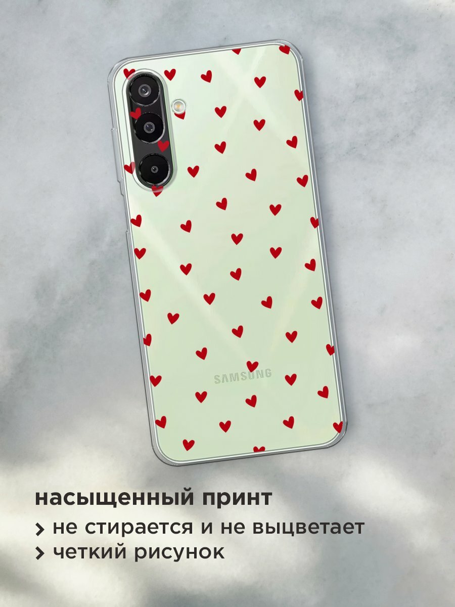 Чехол на Samsung Galaxy M16 / Самсунг Галакси М16 с принтом "Red hearts", прозрачный — фото 1