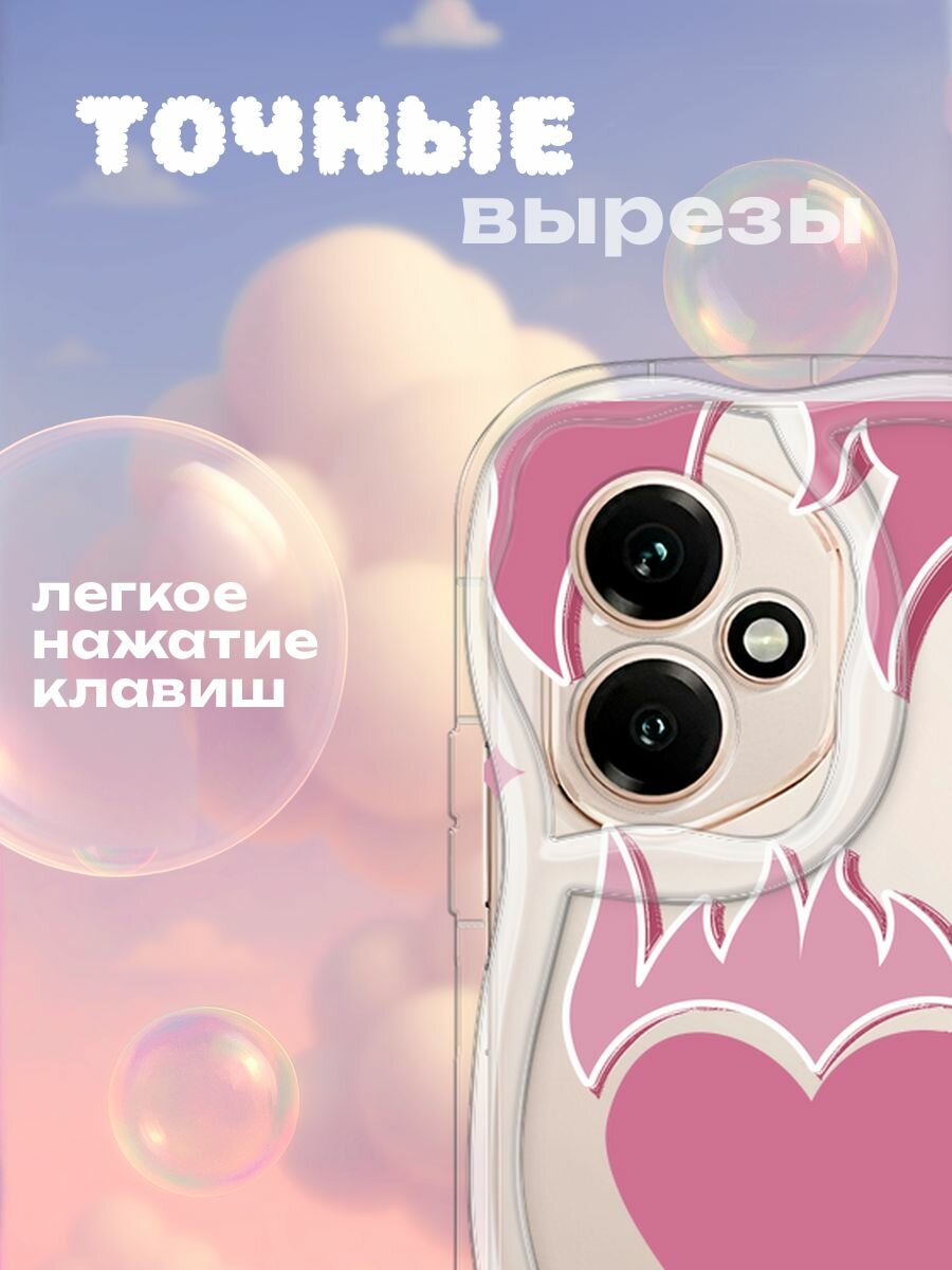 Чехол на Honor 400 / Хонор 400 с принтом Розовое сердце с пламенем — фото 1