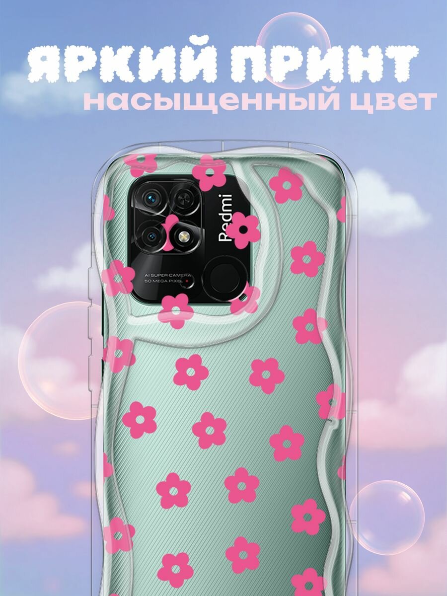 Чехол на Xiaomi Redmi 10C / Редми 10С с принтом "Розовые цветы паттерн" — фото 1