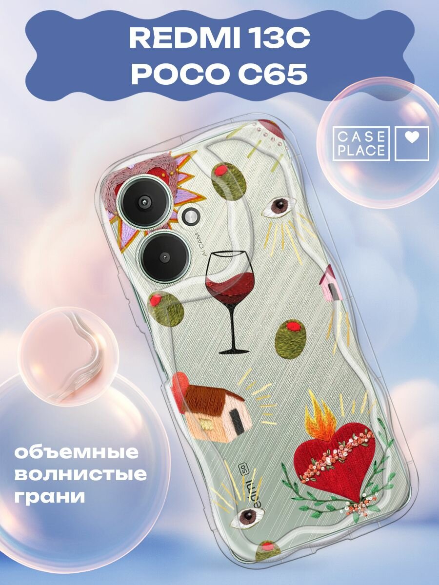 Чехол на Xiaomi Redmi 13C/Poco C65 / Редми 13C/Поко C65 с принтом "Ниточный коллаж"