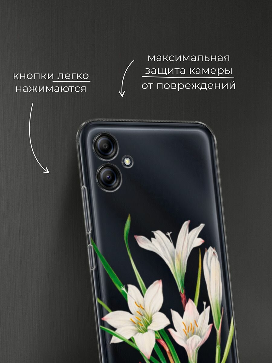 Чехол на Samsung Galaxy A04e / Самсунг A04e с принтом "White lily", прозрачный — фото 1