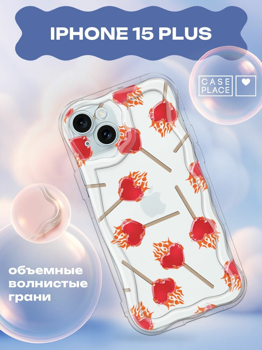 Чехол на Apple iPhone 15 Plus / Айфон 15 Плюс с принтом Горящие леденцы 2
