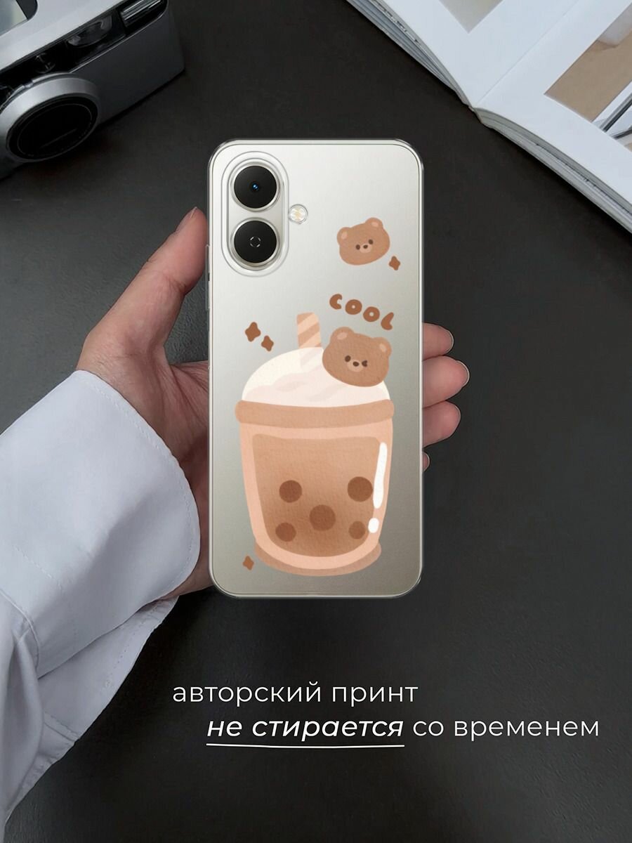Чехол на Tecno Spark Go 2 / Текно Спарк Го 2 с принтом "Кофе 2", прозрачный — фото 1