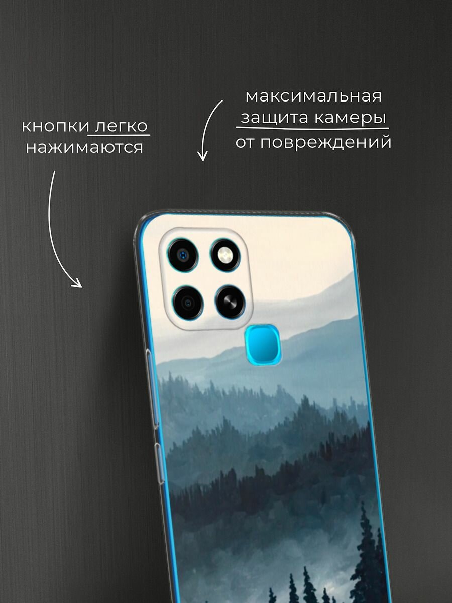Чехол на Infinix Smart 6 / Инфиникс Смарт 6 с принтом "Туманные горы" — фото 1