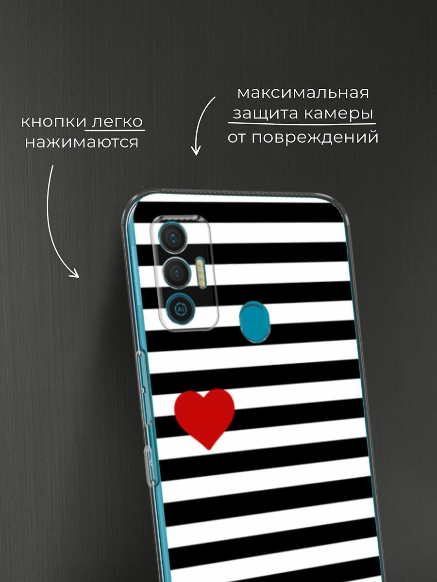 Чехол на Tecno Spark 7 / Техно Спарк 7 с принтом "Красное сердце" — фото 1
