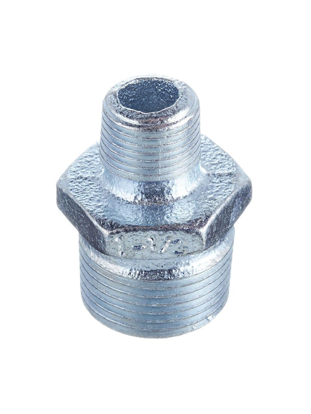 Ниппель переходный 1 НР(ш) х 1/2 НР(ш) чугунный оцинкованный
