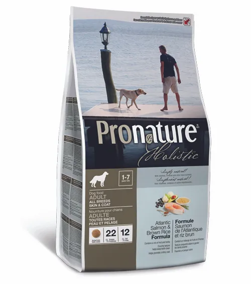 Сухой корм Pronature Holistic для собак, для кожи и шерсти, лосось с рисом 340 гр