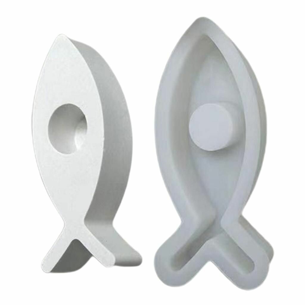 Форма для свечей из смолы в форме рыбы, силиконовая форма для подсвечника, уникальная, - A