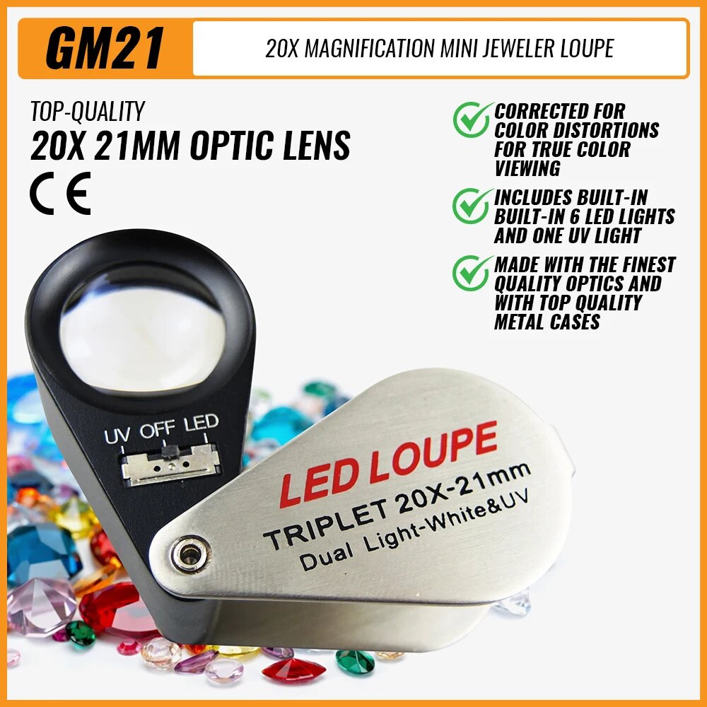 GAIN EXPRESS Триплет лупа 10-20X 20x Jewelry Loupe