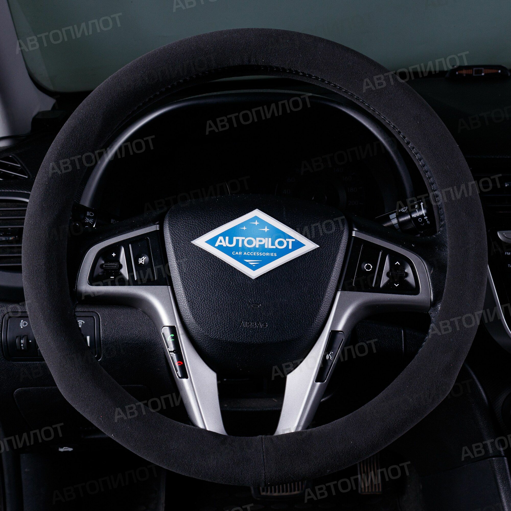 Оплетка на руль Renault / Рено Arkana , Duster , Kaptur , Logan , Megane и др, серая, Чехол на руль 37 - 39 см