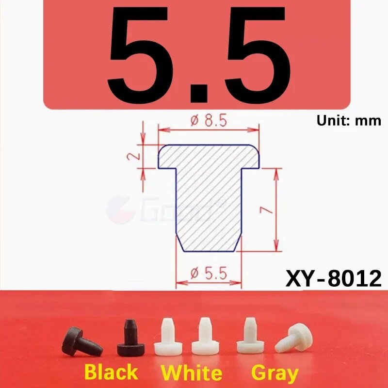 Заглушки XY-8012 черные 5.5 мм, 5 шт.