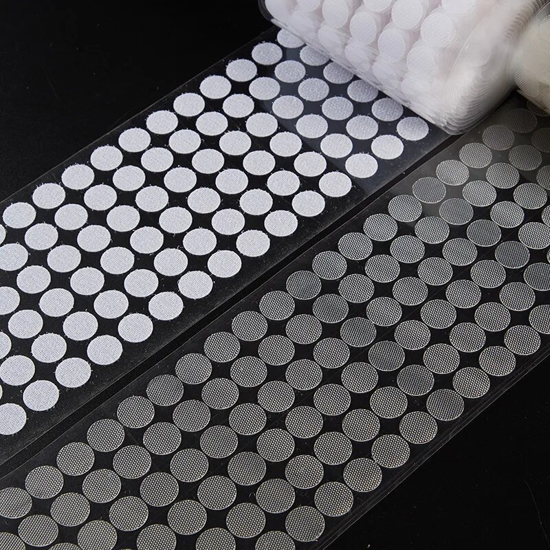Серые липучки Velcro 10 мм, 108 пар, прозрачные