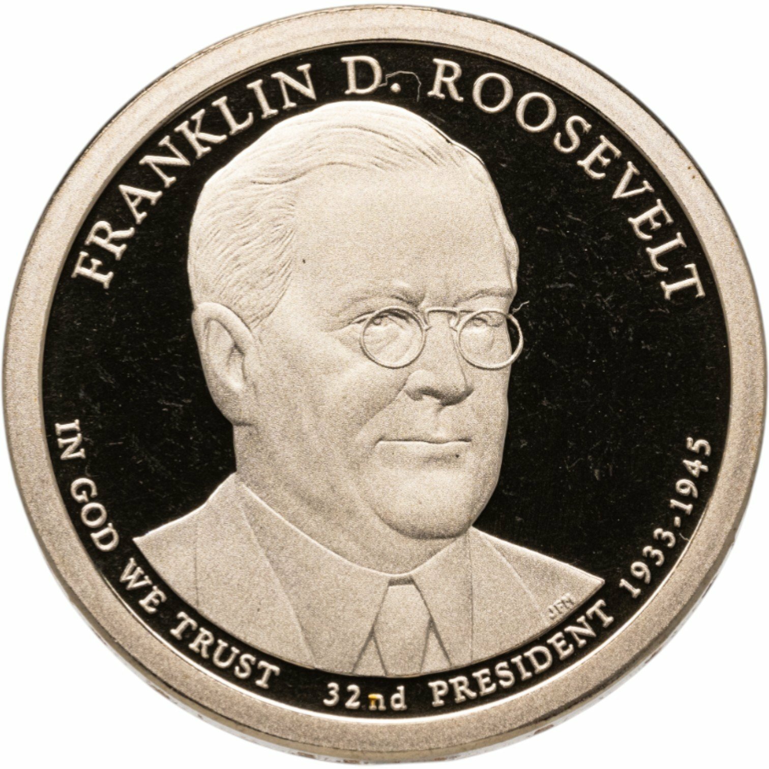 США 1 доллар 2014 S "32-й президент США - Франклин Рузвельт", знак монетного двора "S" - Сан-Франциско, Медь, в сохранности Proof