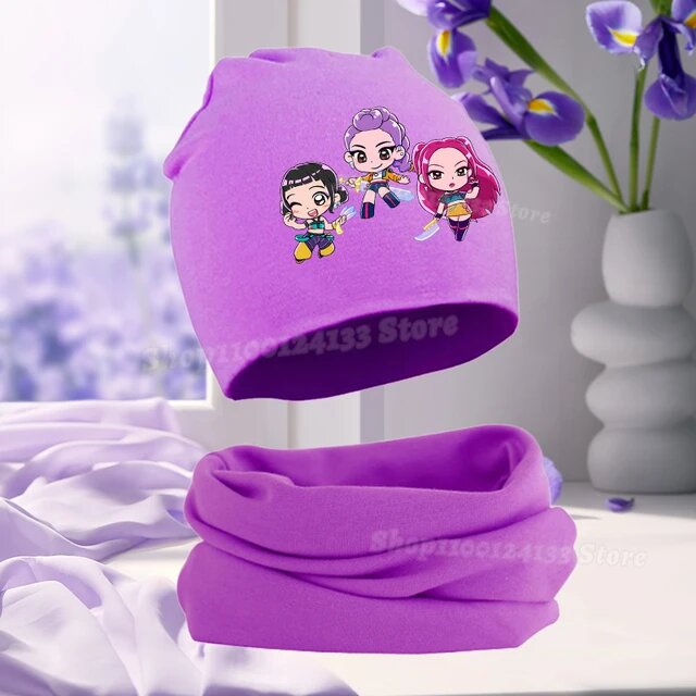 Детские шапки и шарфы Devil Hunter, милые детские осенне-зимние теплые и удобные вязаные шапки и воротники в стиле Харадзюку, комплект из 2 предметов, Размер: Размер 19x20 40x20см