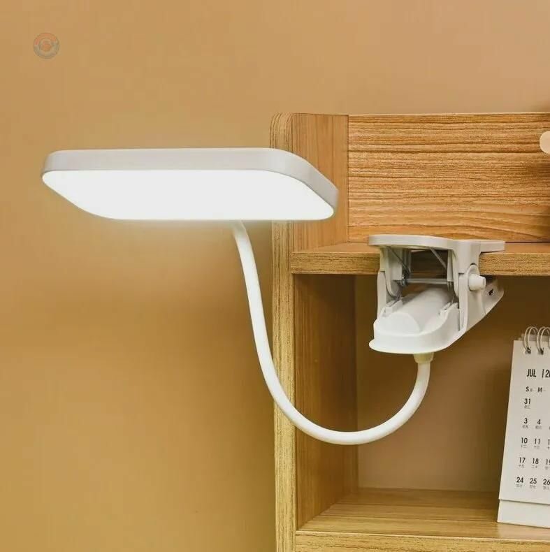 Яркий LED настольный светильник на прищепке с 3 уровнями яркости, USB питанием и 360 поворотом для чтения, работы и маникюра