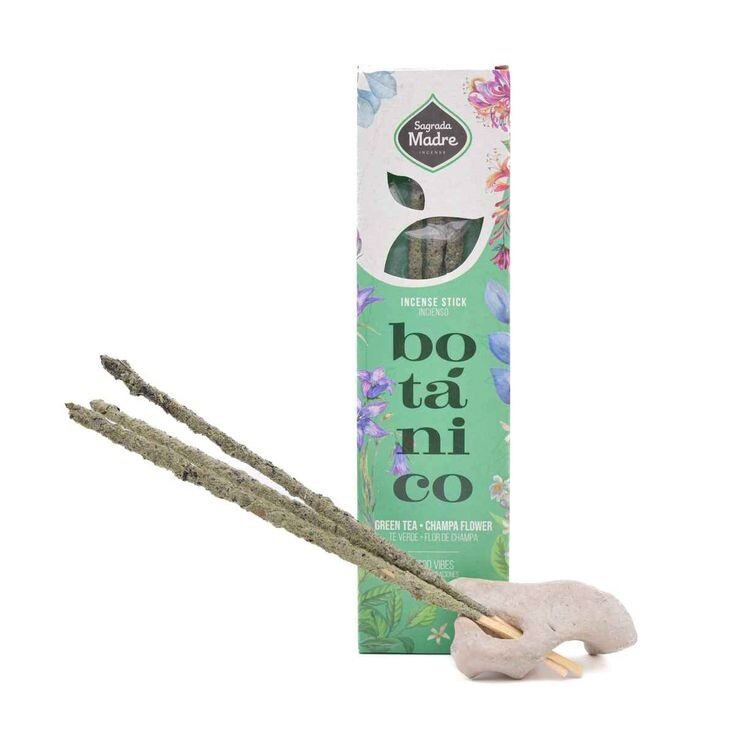 Botanico GREEN TEA & CHAMPA FLOWER, Sagrada Madre (Благовония зеленый ЧАЙ И чампа - Хорошие вибрации, Саграда Мадре), уп. 6 палочек.