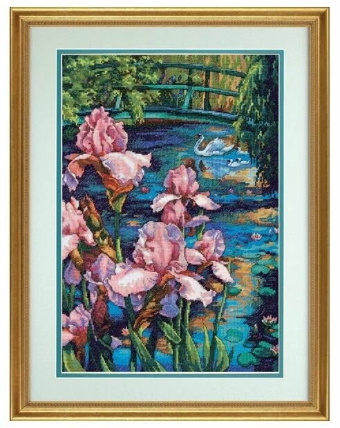 70-35264 Набор для вышивания крестом "Ирисы и лебедь",25*38см, DIMENSIONS