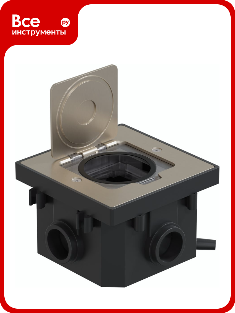 Люк в пол Экопласт LUK/1AL на 1 поста (45x45мм), с суппортом и коробкой, цвет сталь IP44 (1шт) 70034