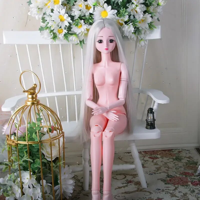 Шарнирная кукла Zhaogogo 60 см винил gray, wig and doll