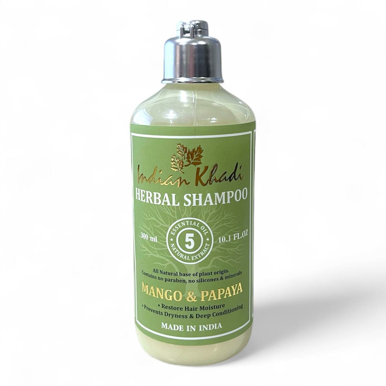 Herbal Shampoo MANGO AND PAPAYA, Indian Khadi (Травяной Шампунь манго И папайя, Укрепление и питание, Индиан Кхади), 300 мл.