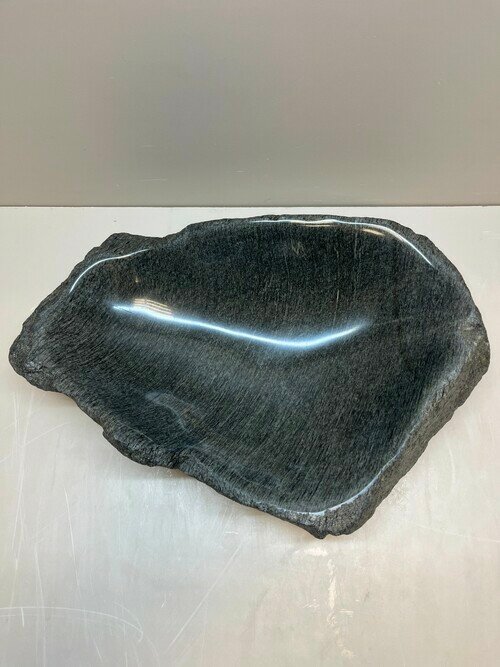 Чаша, фруктовница декоративная интерьерная на стол из натурального камня, сланец (49х33х8-13см) HK-009